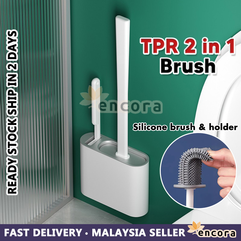 [2 in 1] Encora Toilet Brush Gap Bristle Berus Cuci Tandas Toilet Bowl ...