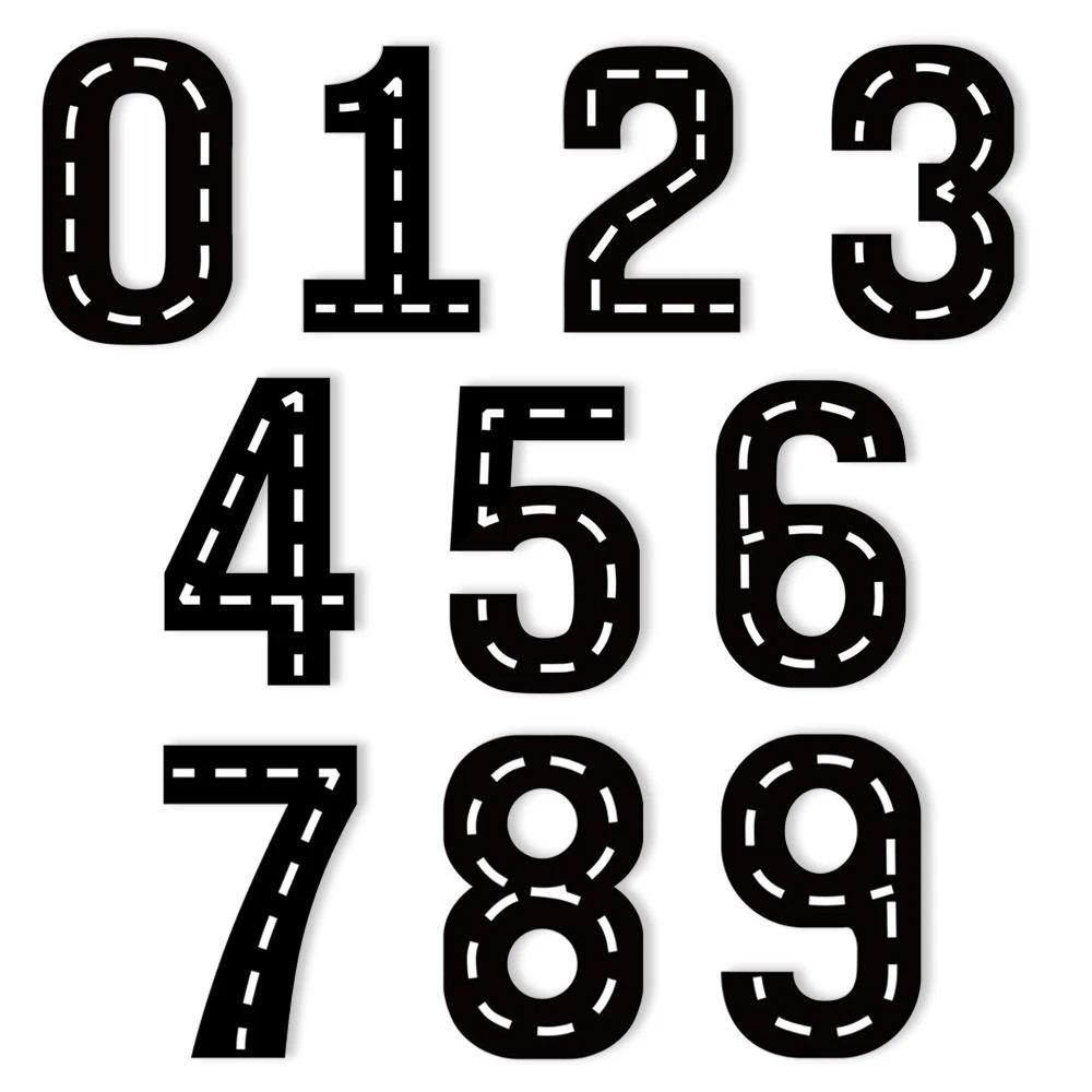 Number 0-9 Track Numbers Decoration Racing Theme Cardboard Cutout DIY ...