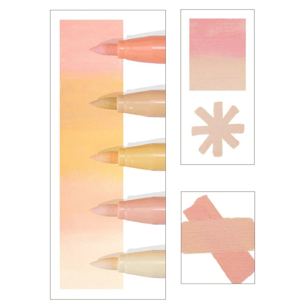 GuangNa 12/24 Colors Acrylic Marker Skin Color Set Water-Based Nylon ...