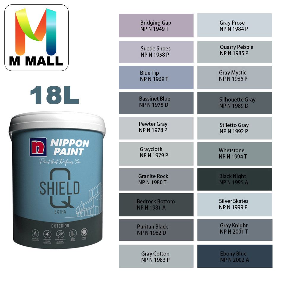 (1949-2002) 18L Nippon Paint Exterior Q-Shield Extra Classic Neutral & Greys | Shopee Malaysia