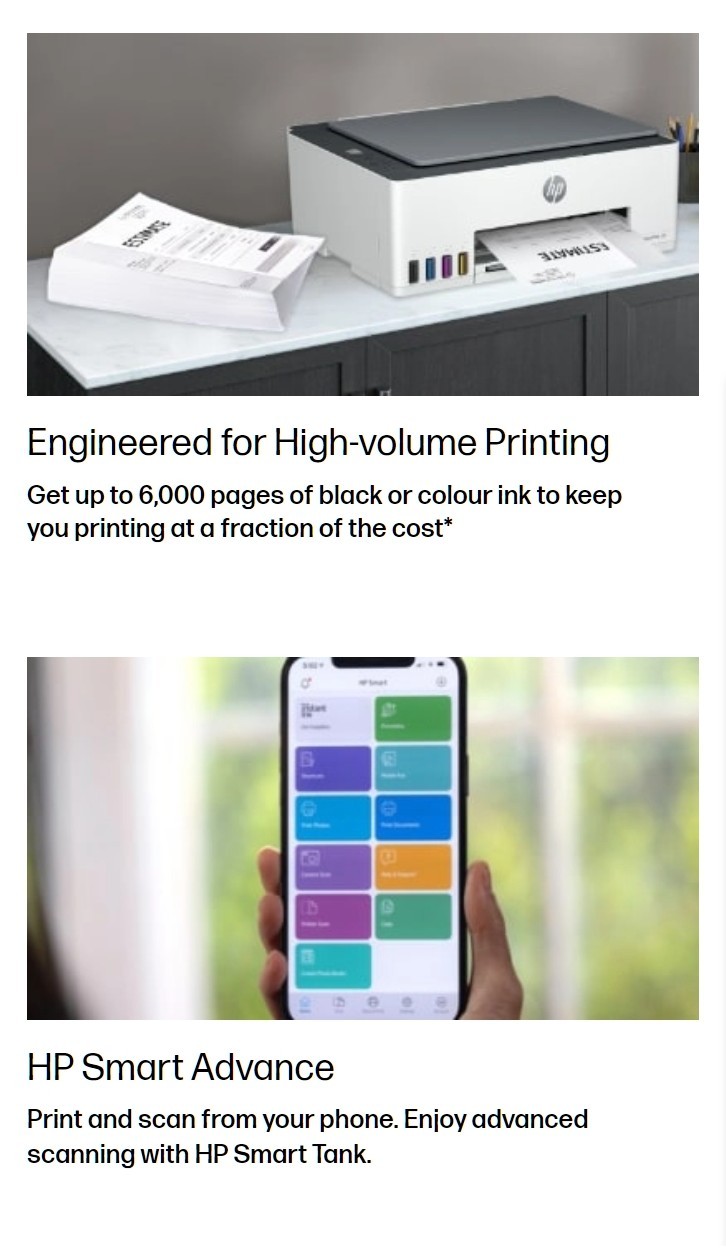 HP Smart Tank 580 All-In-One Printer Print Scan Copy Fax Wireless WiFi Bluetooth AirPrint App ...