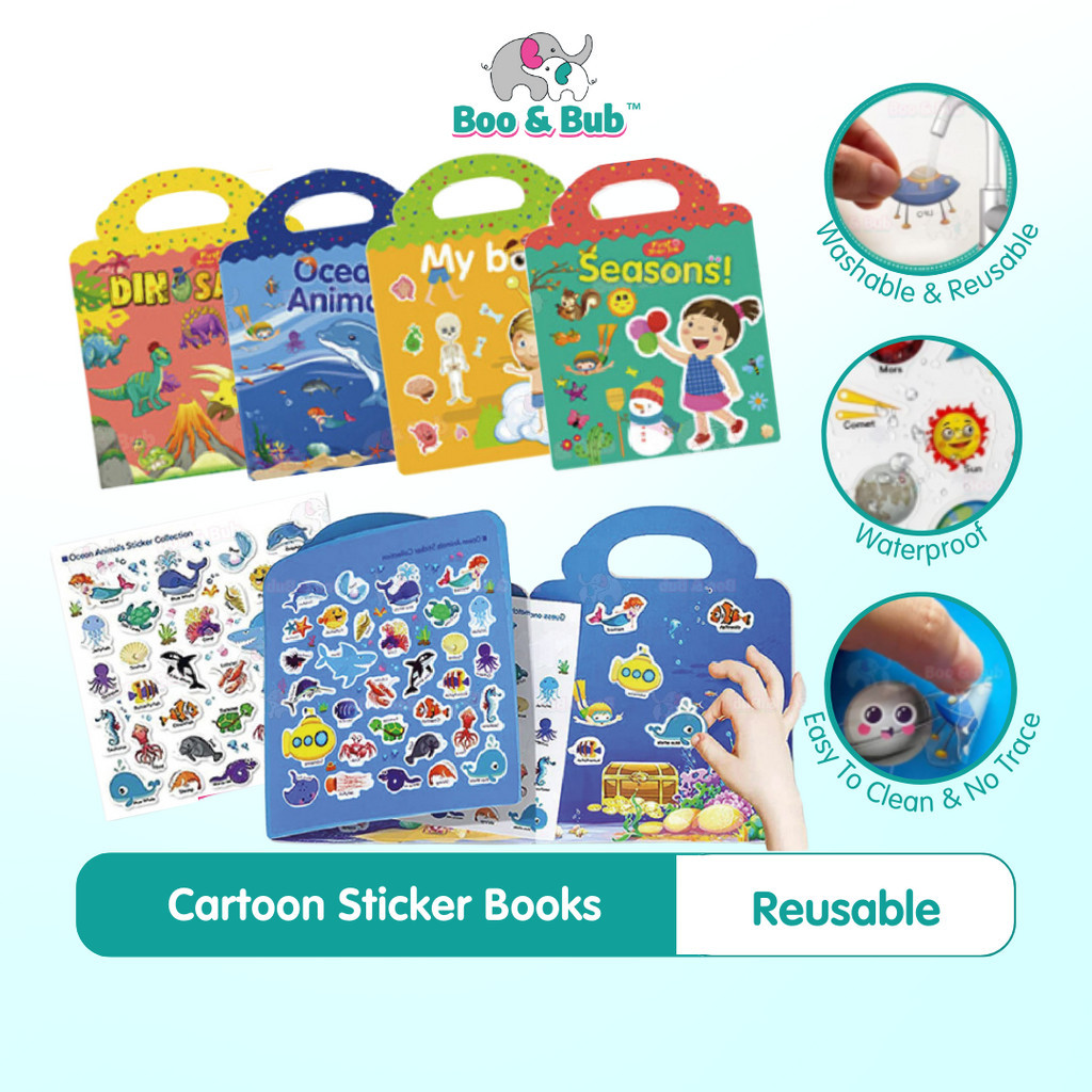 🐘Boo&Bub🐘 Reusable Cartoon Sticker Book | DIY Educational Cognition ...