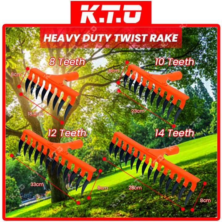 6T 8T 10T 12T 14T Metal Grass Rake Crawler Garden Rake Head / Penyakar ...