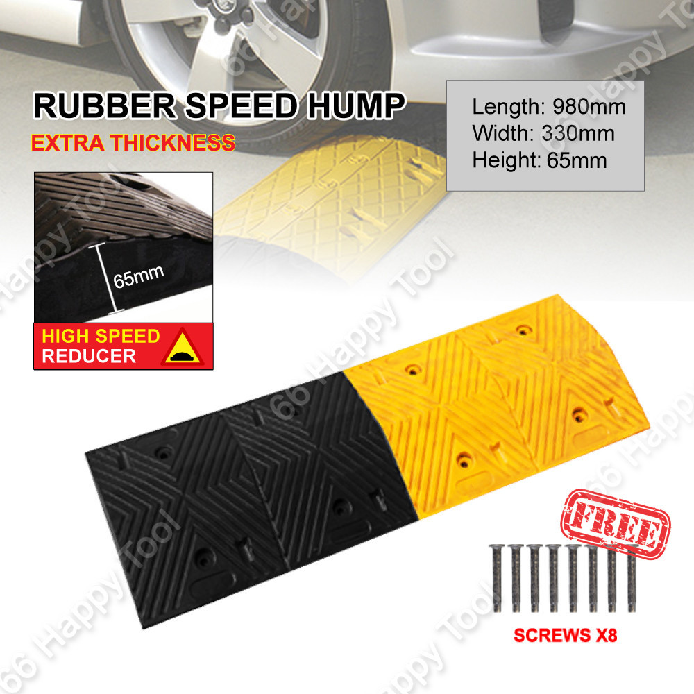 (1pc) 98CM Rubber Speed Hump Flexible Safety 65mm Extra Thickness Road ...