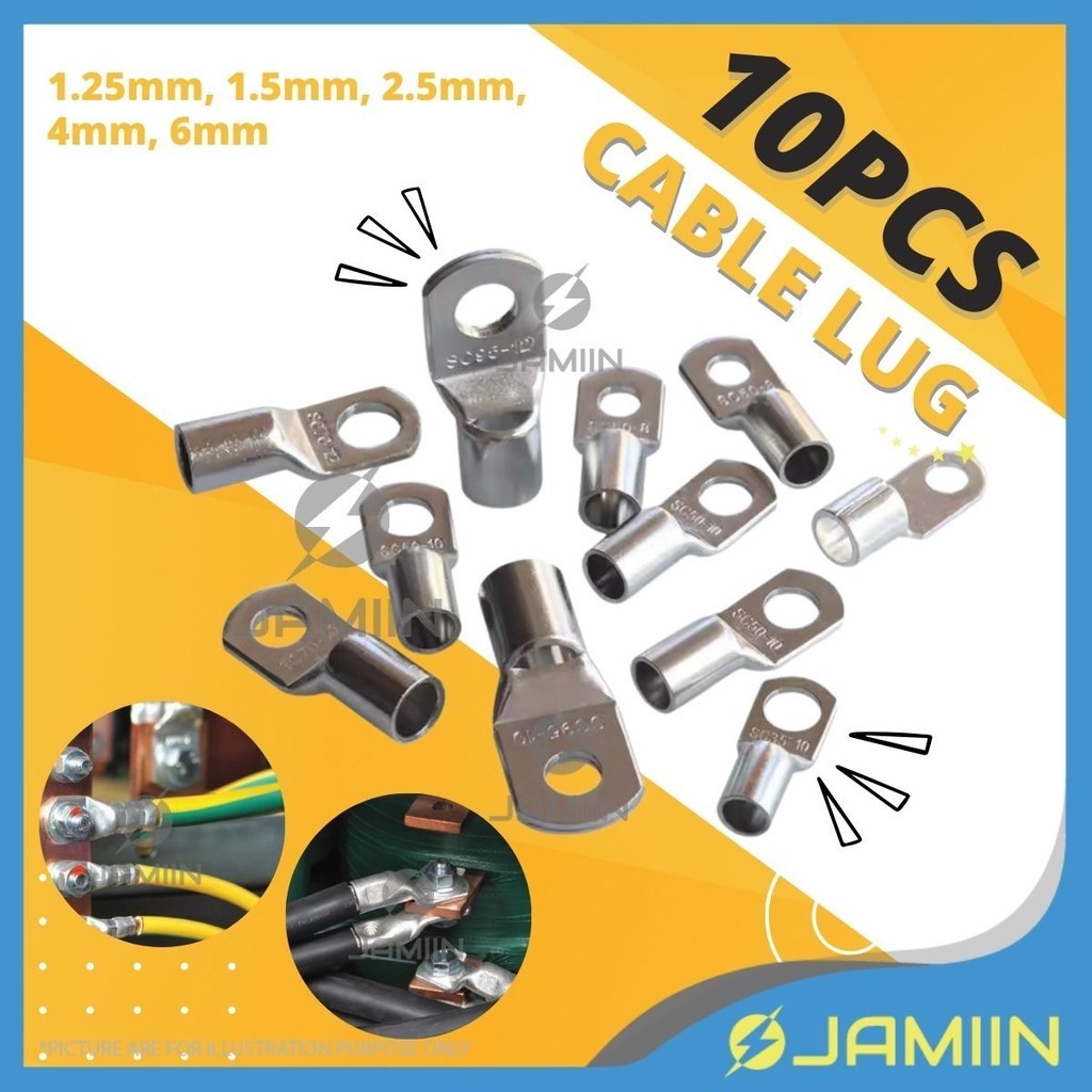[5PCS] CABLE LUG SC Copper Conduct Terminal Ring Tin Copper Plated ...