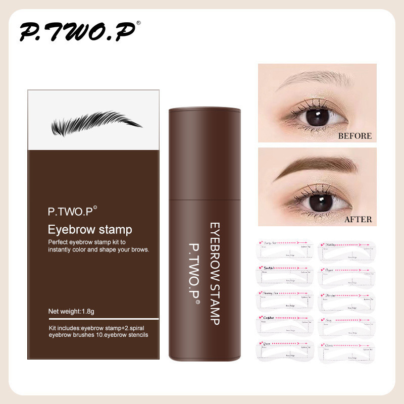 P.TWO.P Eyebrow Stamp Stencil Kit One Step Brow Stamp Shaping Kit ...