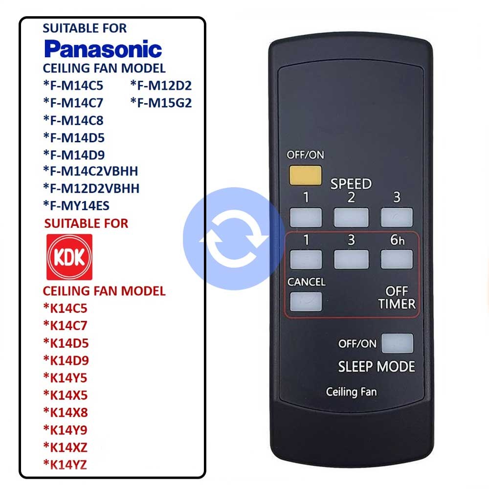 OEM PANASONIC KDK 3 SPEEDS CEILING FAN REMOTE CONTROL REPLACEMENT 3 ...