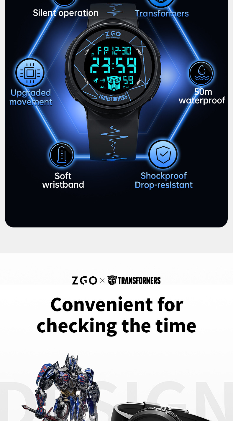 ZGO x Transformers Kids Smartwatch for Boys Glow-in-the-Dark Waterproof ...