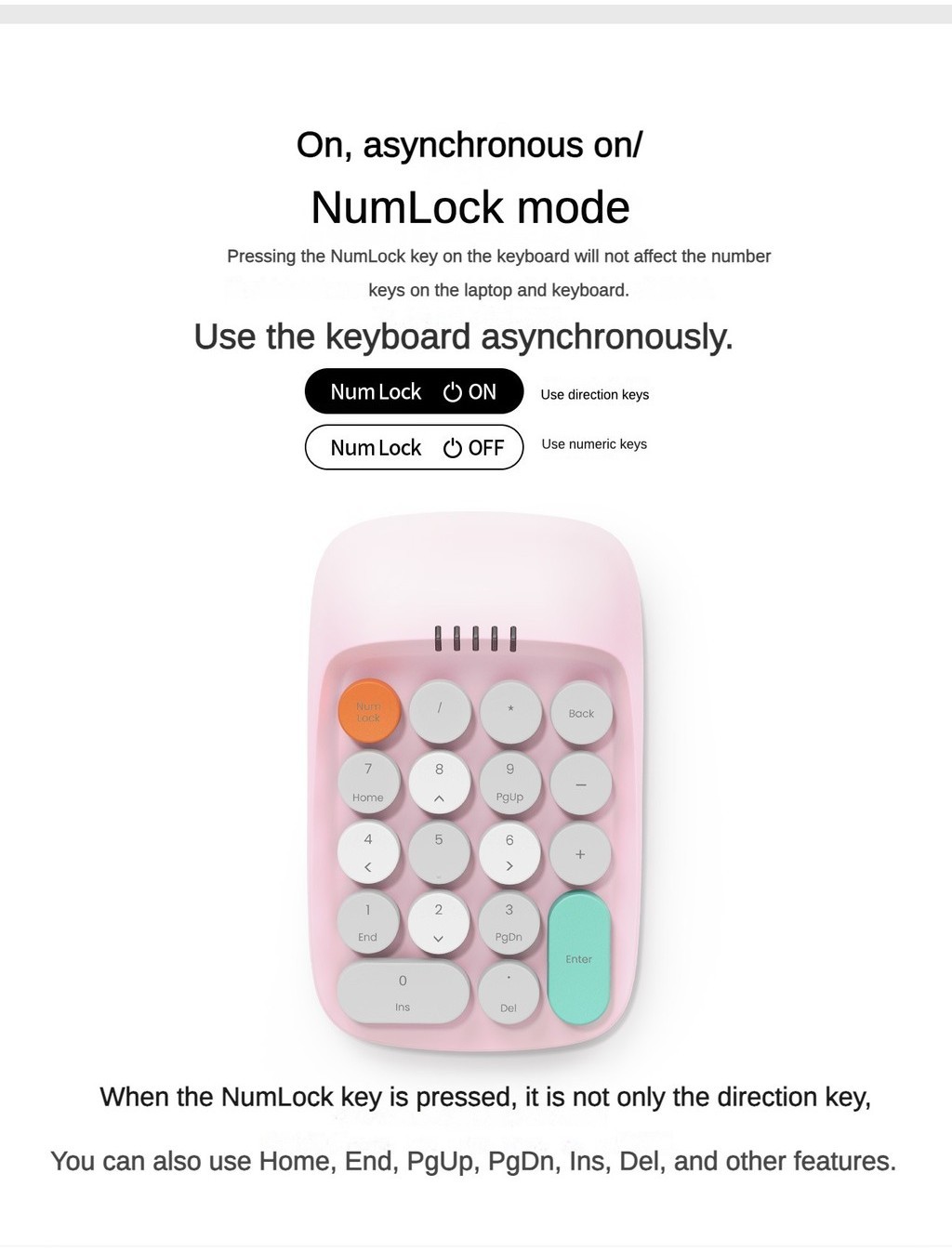 Actto Dual-mode Pink and Green Number Keyboard Bluetooth+wireless 2.4g ...