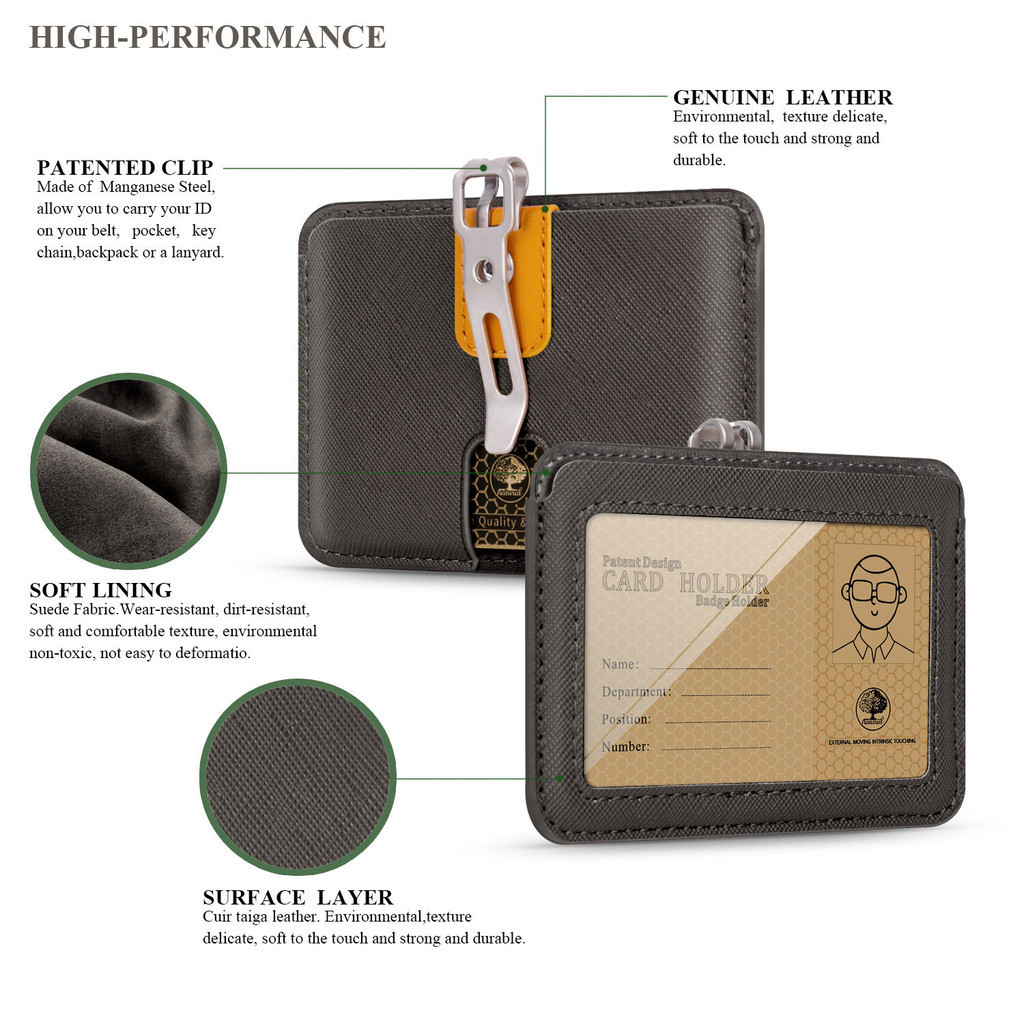 High Grade Badge ID Holder and Metal Money Clip for Office worker Name ...