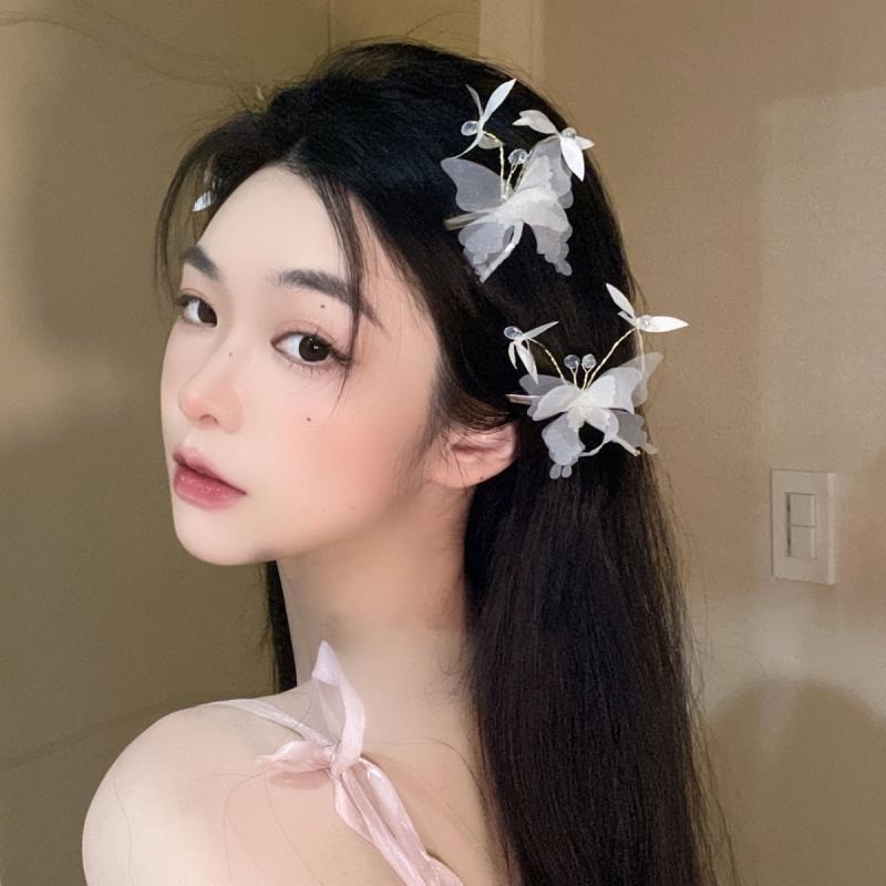 【Magpie】Butterfly Spinning Side Bangs Duckbill Clip Summer Forest Fairy ...