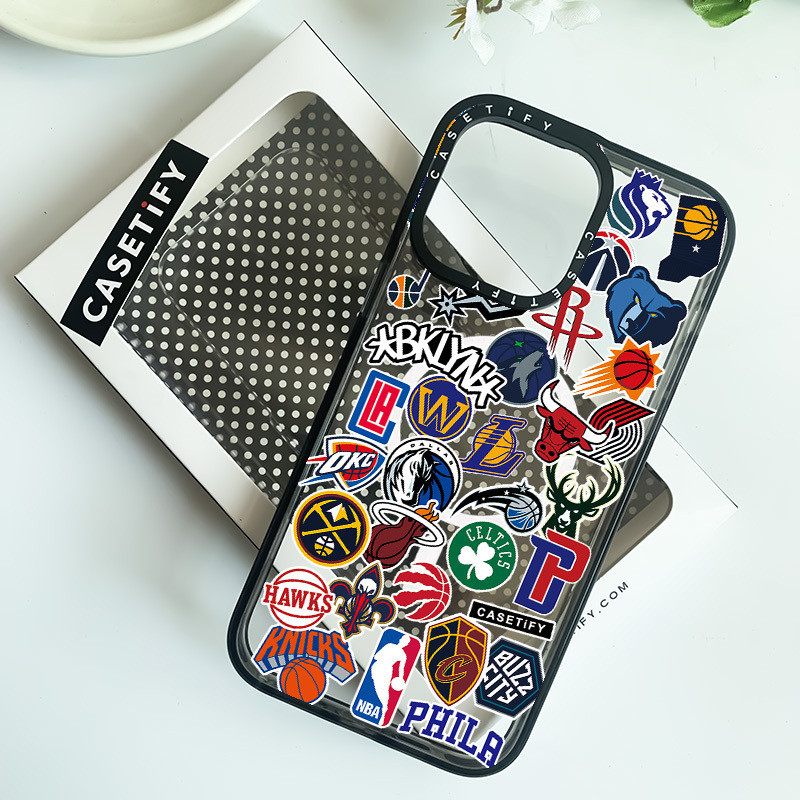 Basketball Team Logo Sticker Magnetic Charging Casing For IPhone 15 14 ...