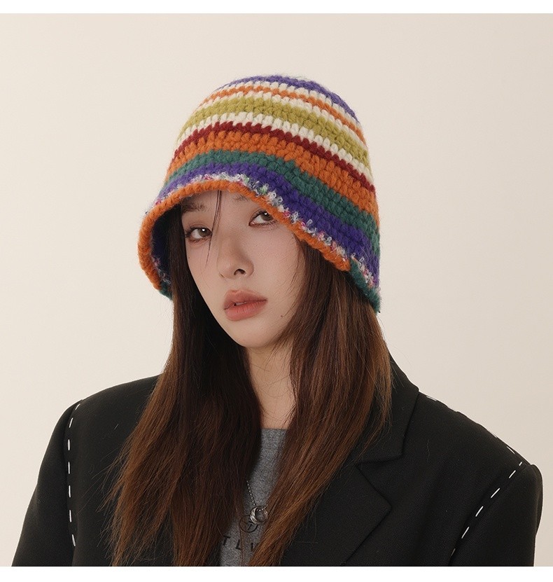 Misskoi [Ready Stock] Dopamine Girl~Wool Hat Female Autumn Winter Face ...