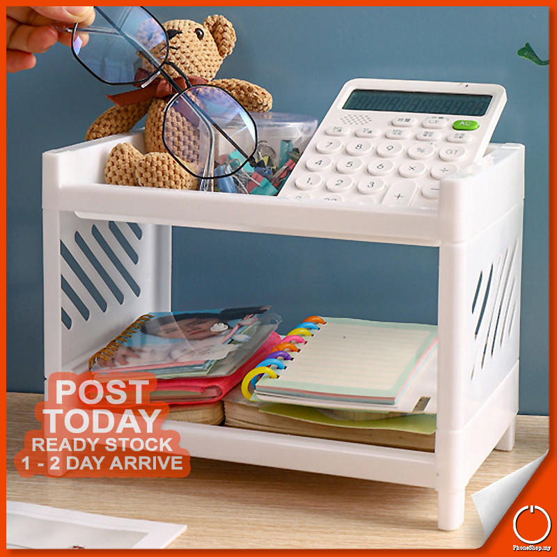 𝐃𝐎𝐔𝐁𝐋𝐄 𝐒𝐏𝐀𝐂𝐄 Dual Layer Table Rack Cosmetics Skincare Stationery ...