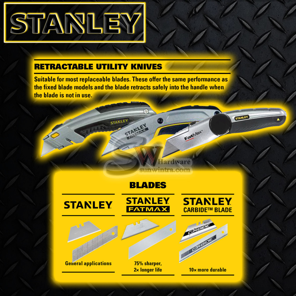 STANLEY FATMAX RETRACTABLE UTILITY 10-777 10777 WITH 2X EXTRA BLADE ...