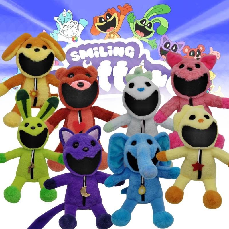 Set 8 Of Smiling Critters Horror Smiley Animals 30cm Toy Plush Group ...
