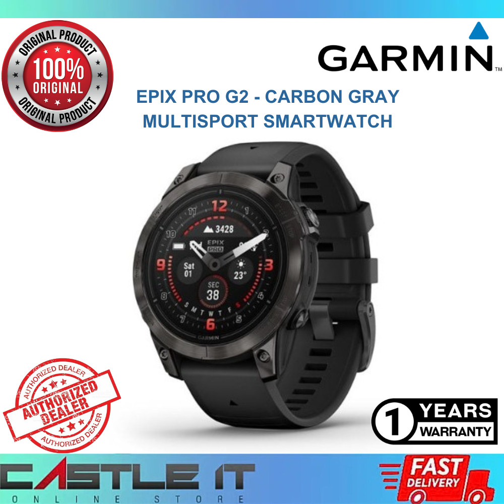 ORIGINAL GARMIN Epix Pro G2 47mm CARBON GRAY scratch-resistant sapphire ...