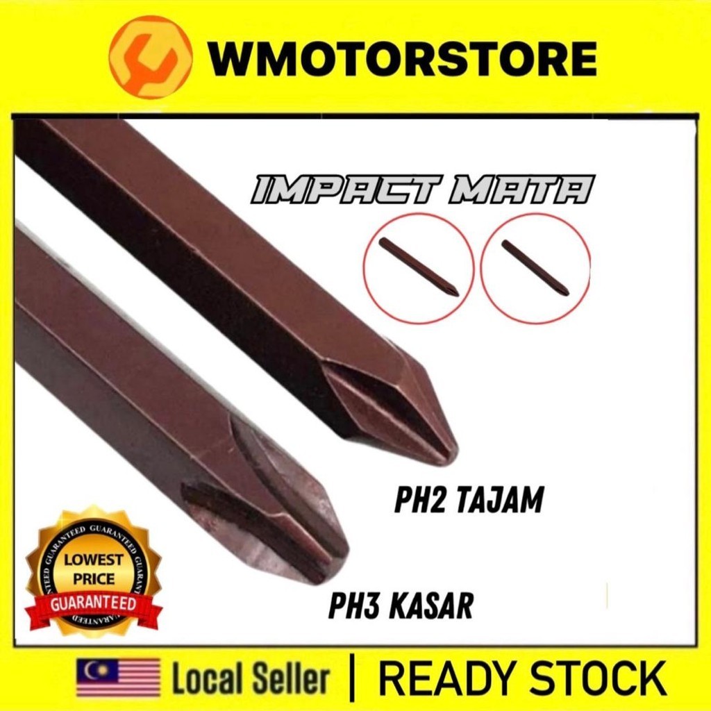 IMPACT DRIVER MATA MAGNETIC DRIVE BIT SCREW TAJAM & KASAR PH2 PH3 SKRU ...