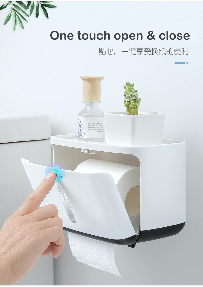 ECOCO Bathroom Wall Mounted Toilet Tissue Paper Roll Storage Box Holder ...