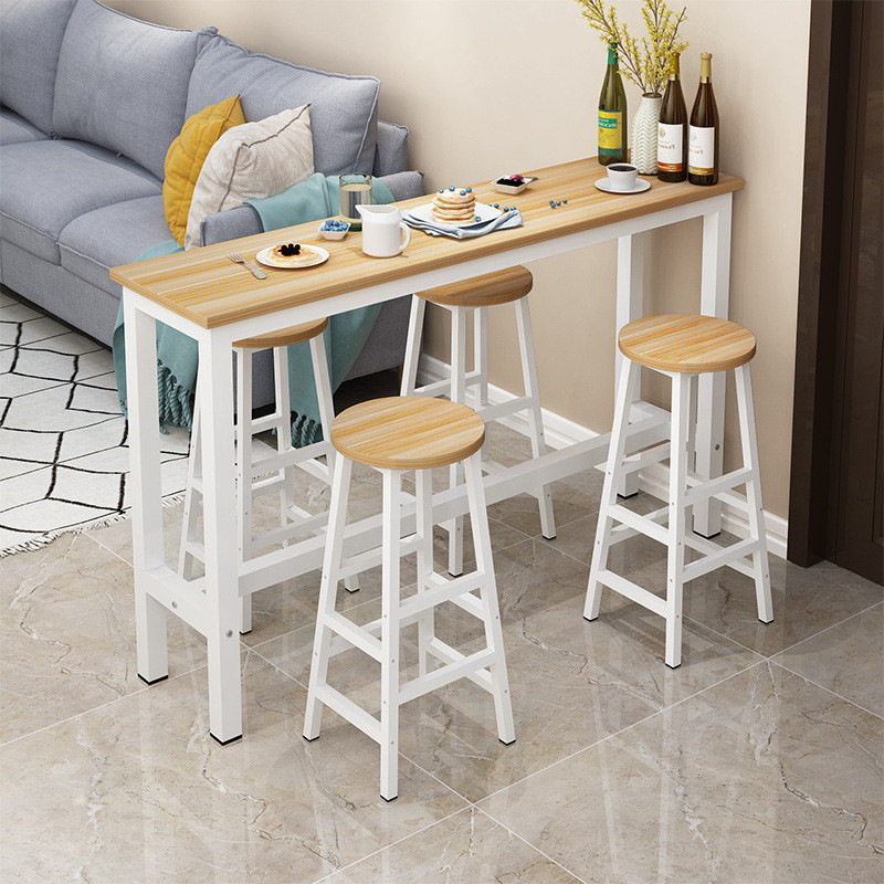 Daily Like | [120x40x100cm] Simple Wooden Bar Table with Steel Frame ...