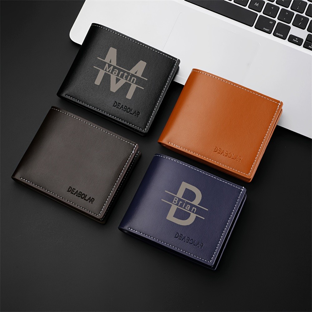 Custom Name Text Men's Wallet Casual Bifold Short Wallets for Men High ...