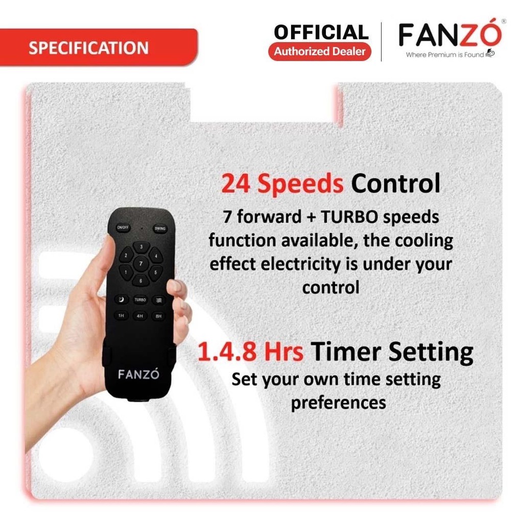 FANZÓ MINI 16" DC MOTOR 3 BLADE 8 SPEEDS REMOTE CONTROL DESIGNER WALL ...