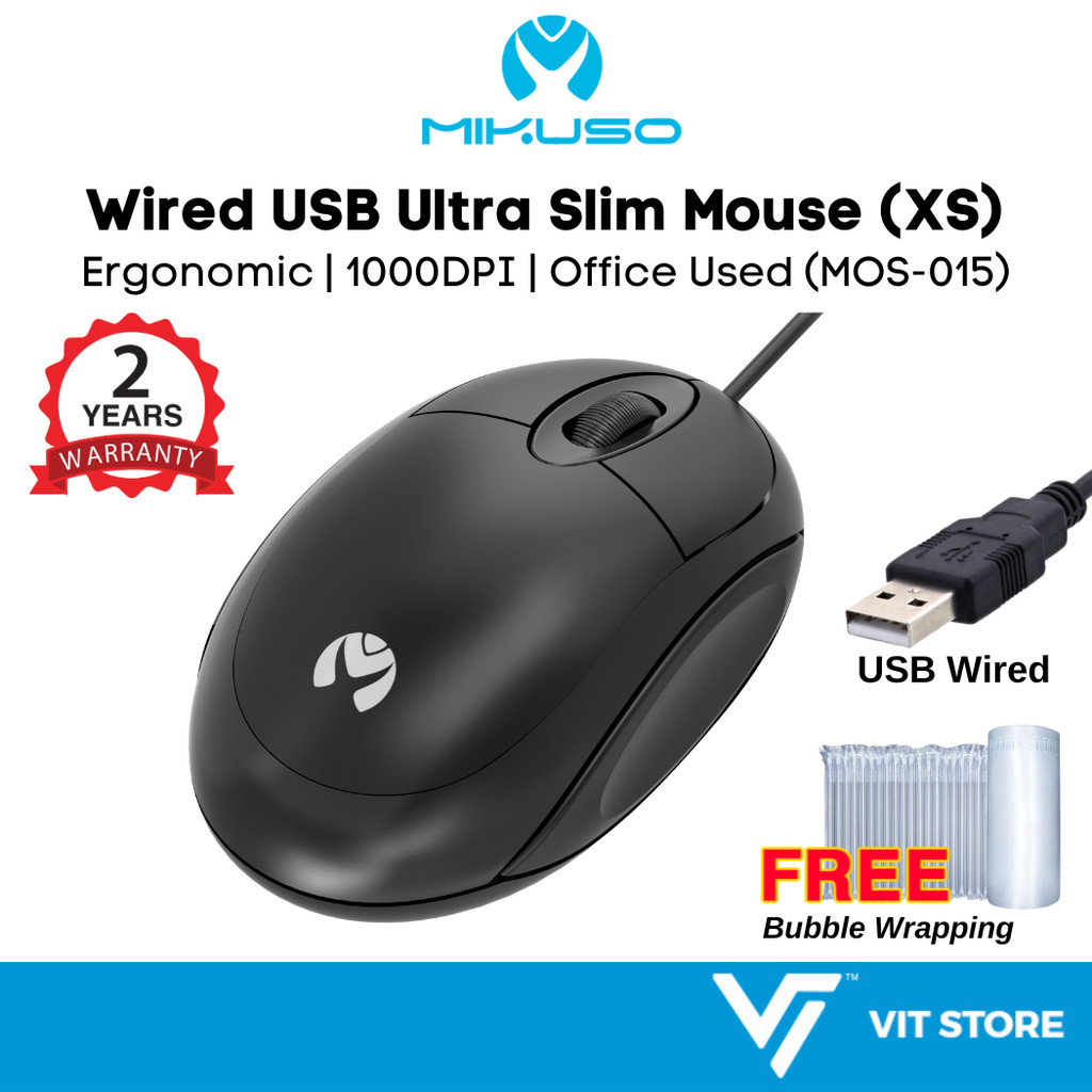 MIKUSO MOS-015 USB Wired LED Optical Mouse School Home Office Student ...