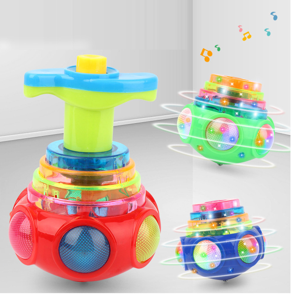 Music Rotating Gyro Led Flashing Spinn-ing Top Kid Gyro Light Up Toy ...
