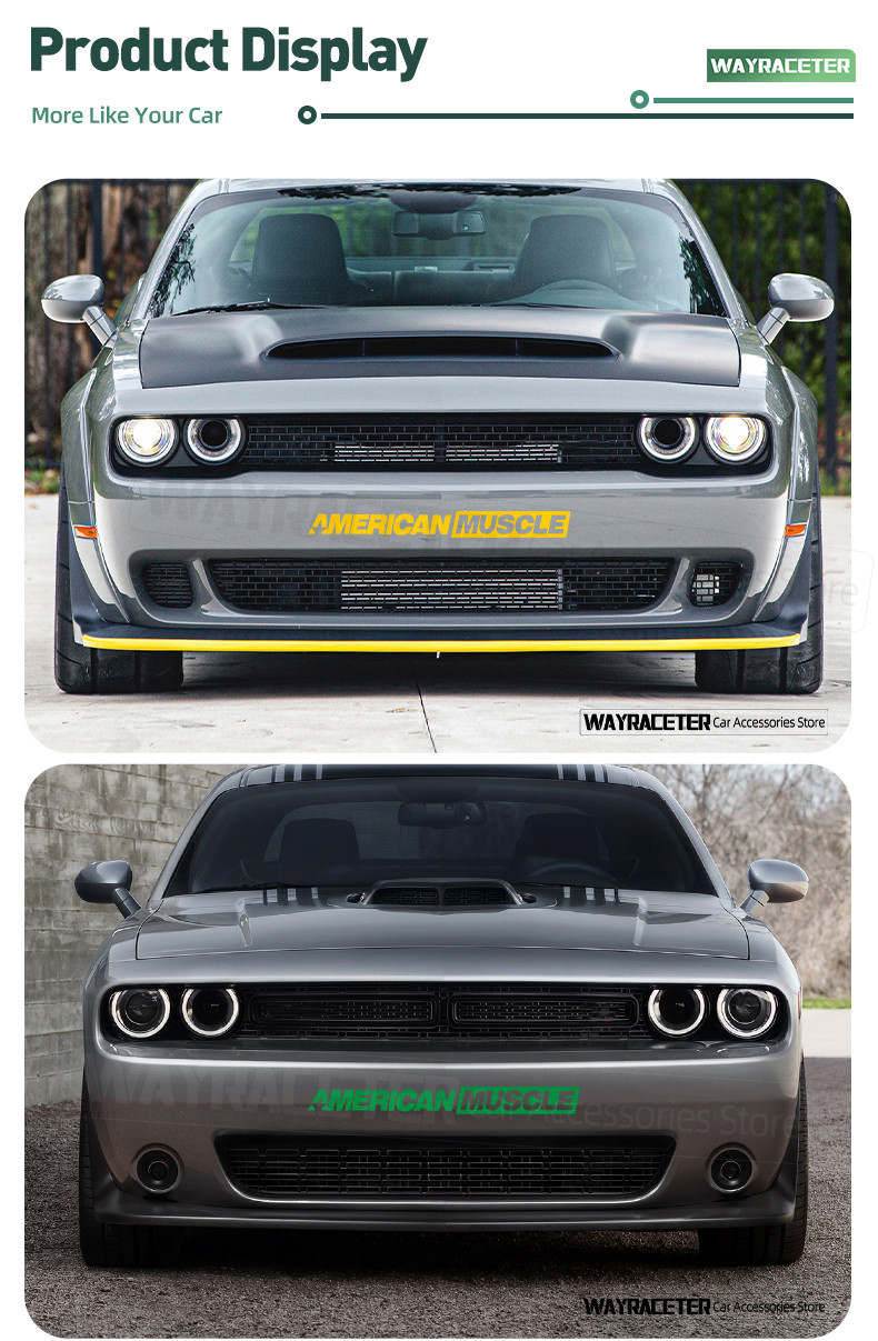 2 Pcs Carbon Fiber Vinyl American Muscle Car Front Bumper Sticker Body ...