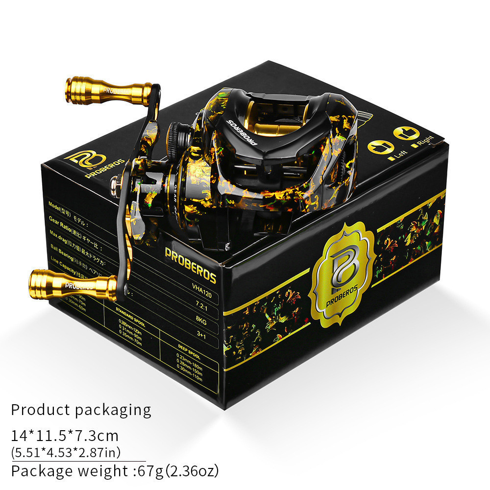 PROBEROS Reel Bc 7.2:1 Gear Ratio Fishing Reel Metal Spool 8kg Max Drag ...