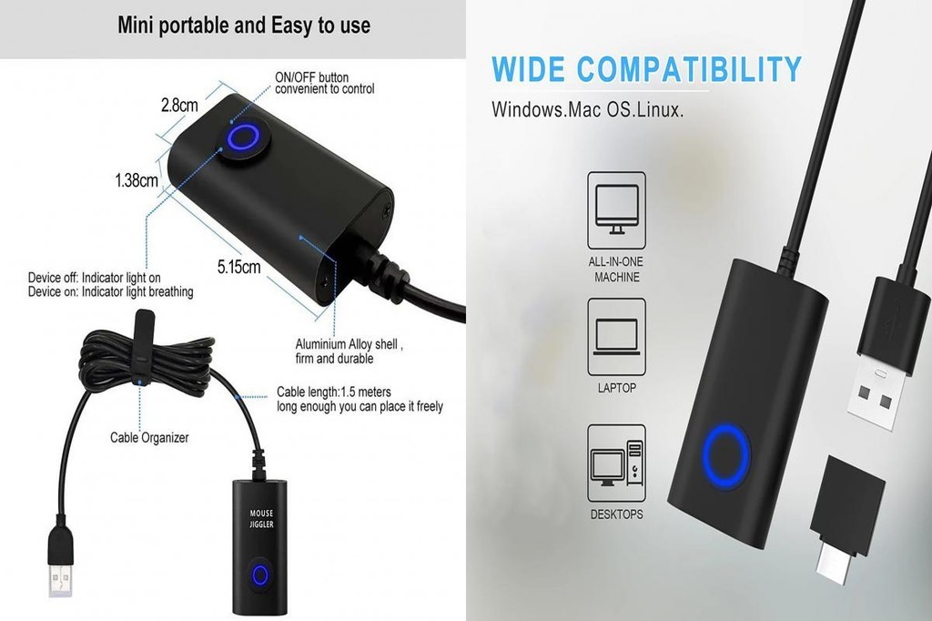 KA* Usb Mouse Mover Virtual Mouse Controller Usb Type-c Mouse Jiggler ...