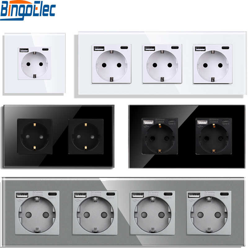 Bingoelec EU Standard Wall Sockets Na May USB Type-C Single Double ...