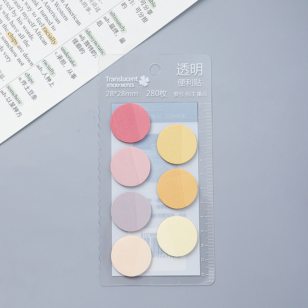 280 Sheets Macaron Color Round Self-adhesive Sticky Note Student ...