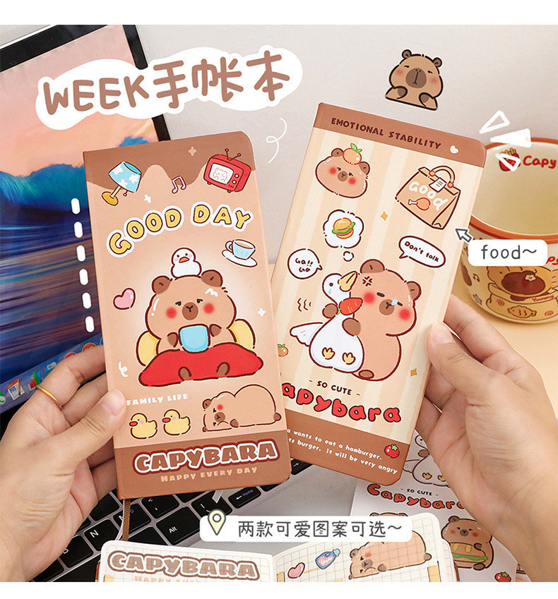 Kapibara Handbook weeks Notebook Cute Capybara Weekly Planner Grid ...