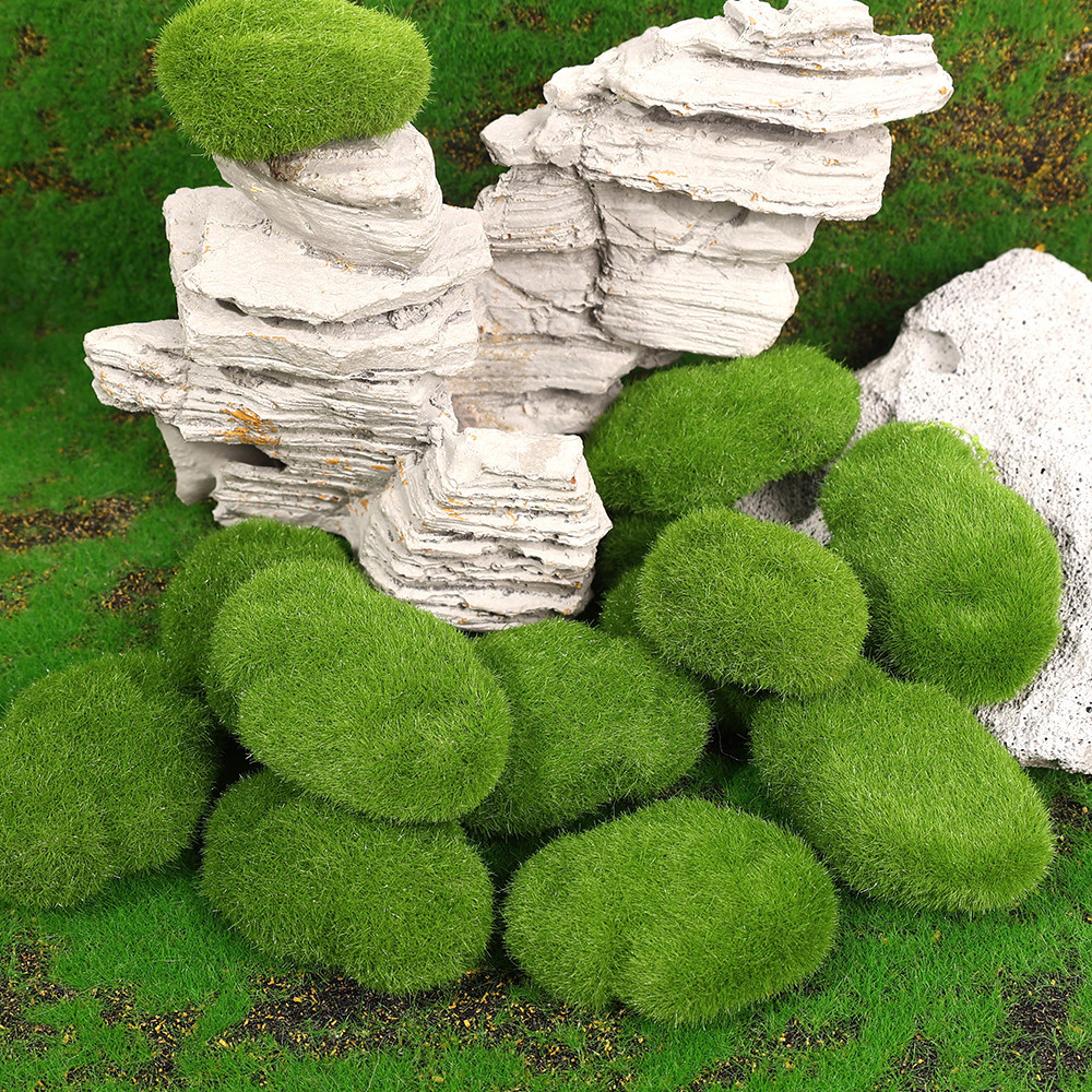 Artificial Foam Moss Rocks Fake Green Moss Stone Micro Landscape DIY ...