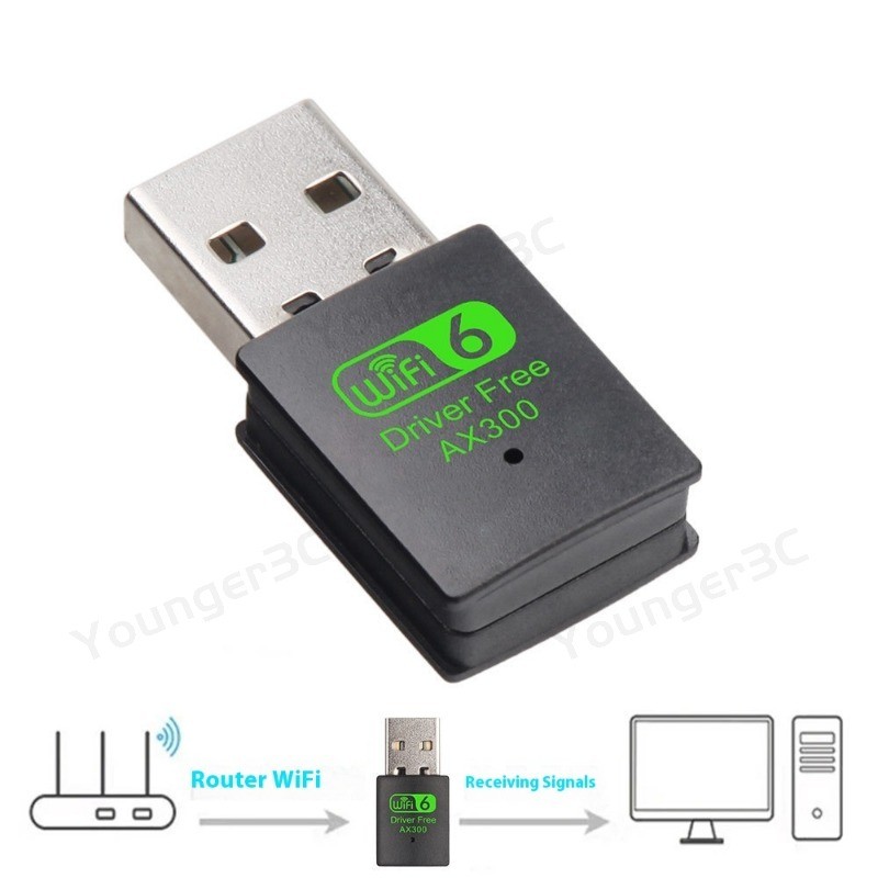 300Mbps USB WiFi Receiver AP Transmitter Plug and Play WiFi6 Driver Free Wireless Network Card ...