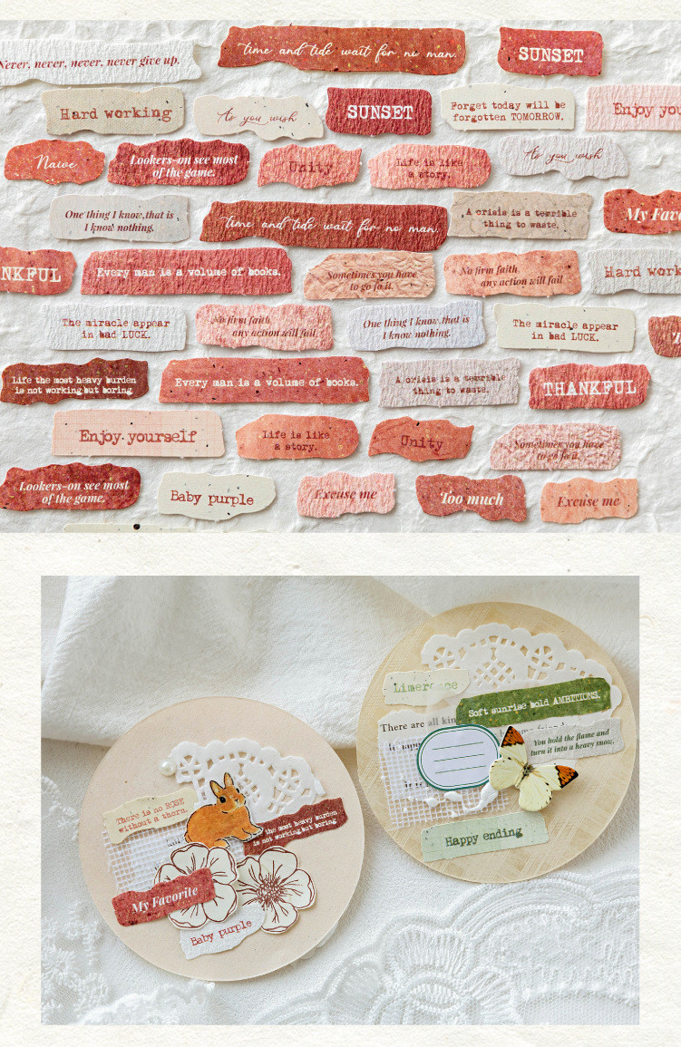 Scrambled Heart Series Vintage English Text Label Sticker Creative DIY ...