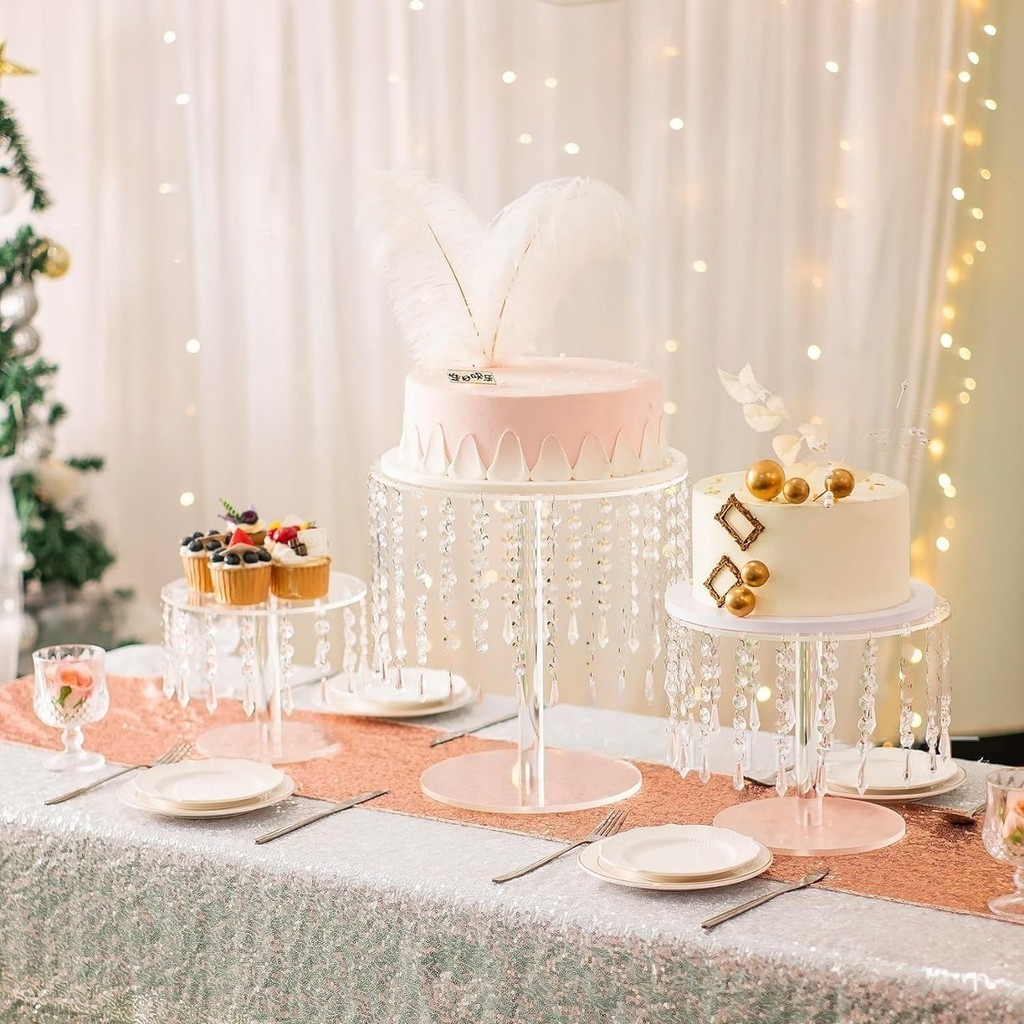 Cake Stand Acrylic Crystal Round Pedestal Dessert Holder Display Rack ...