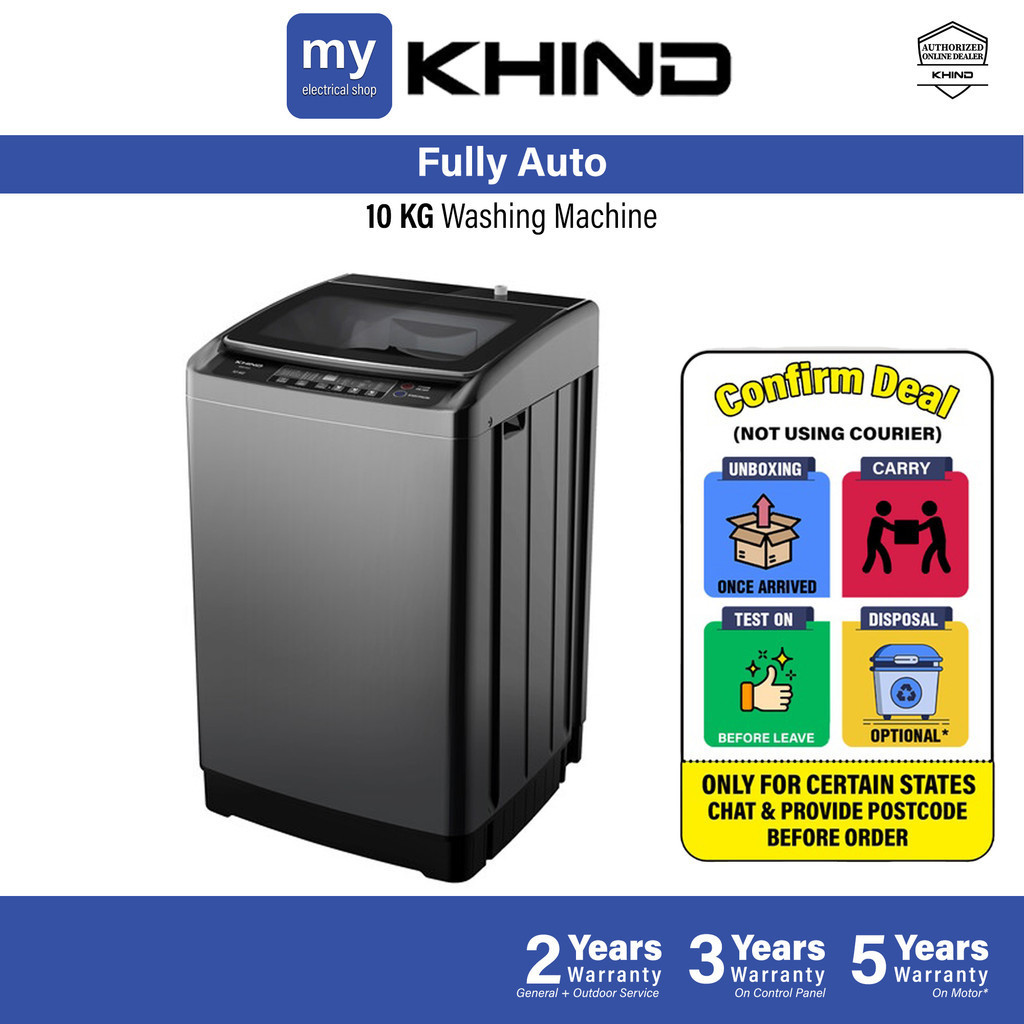 Khind WM100A 10KG Fully Auto Washing Machine Top Load Mesin Basuh ...
