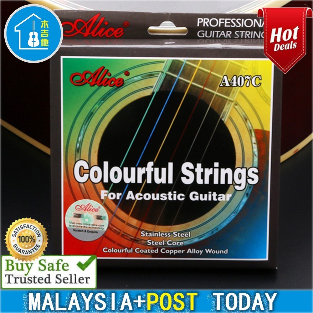 ALICE A407C Colourful Acoustic Guitar String Colorful Steel Colorful ...