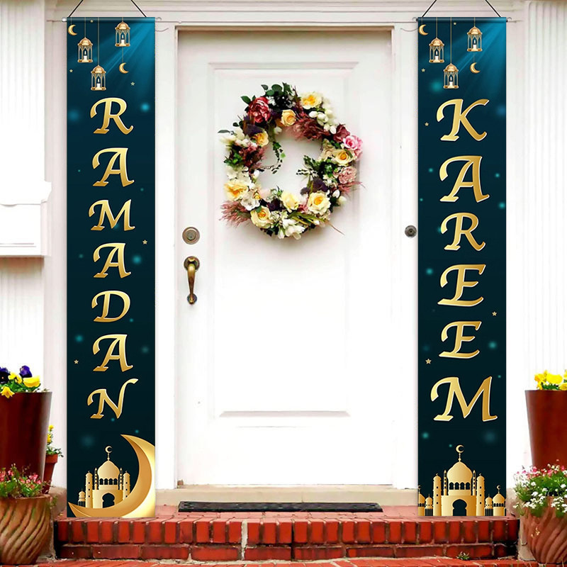 2pcs/set Hari Raya Door Curtain Eid Mubarak Door Banner Ramadan Home ...