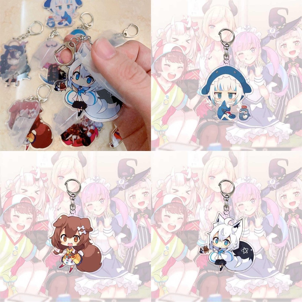 Hololive Keychain Vtuber Anime Figure Pendant Gawr Gura Mori Suisei ...
