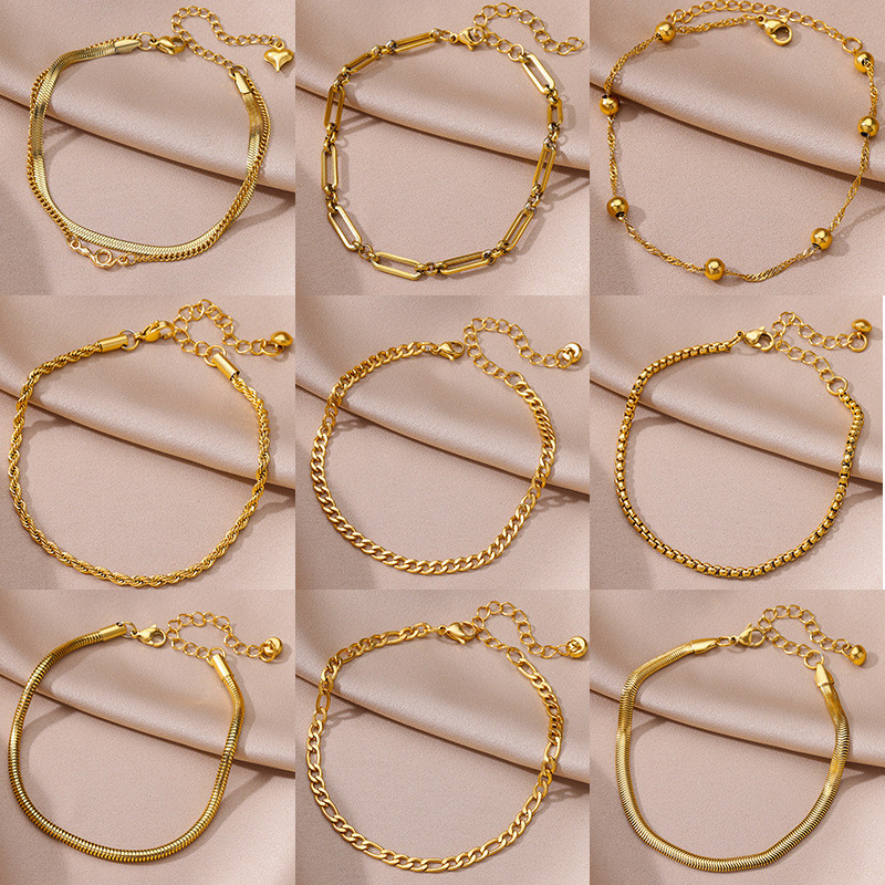 Many Style Blade Chain For Women's Ankles 18k Gold Plated Plated ...