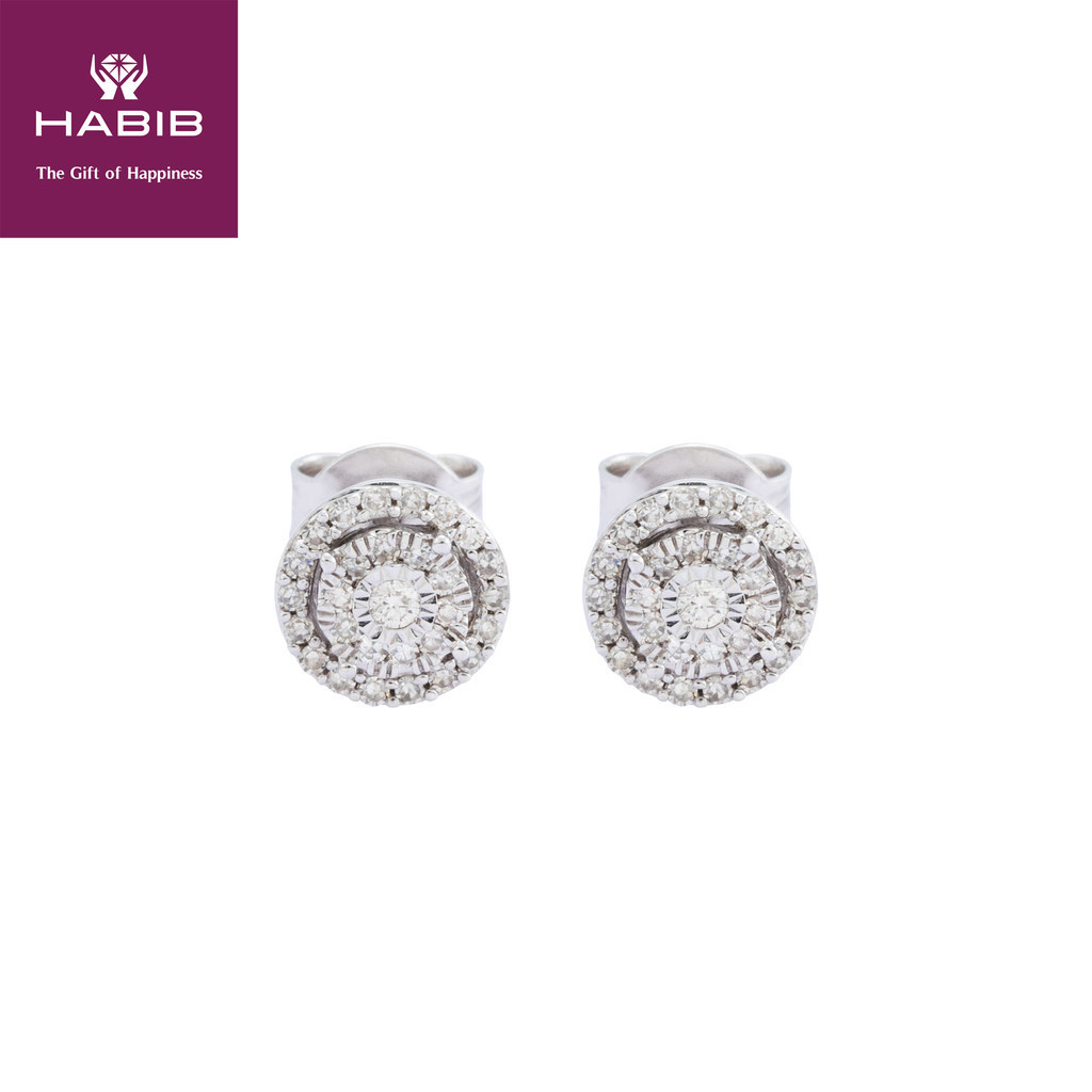 HABIB Boude Diamond Earring in 375/9K White Gold 25044(E) | Shopee Malaysia