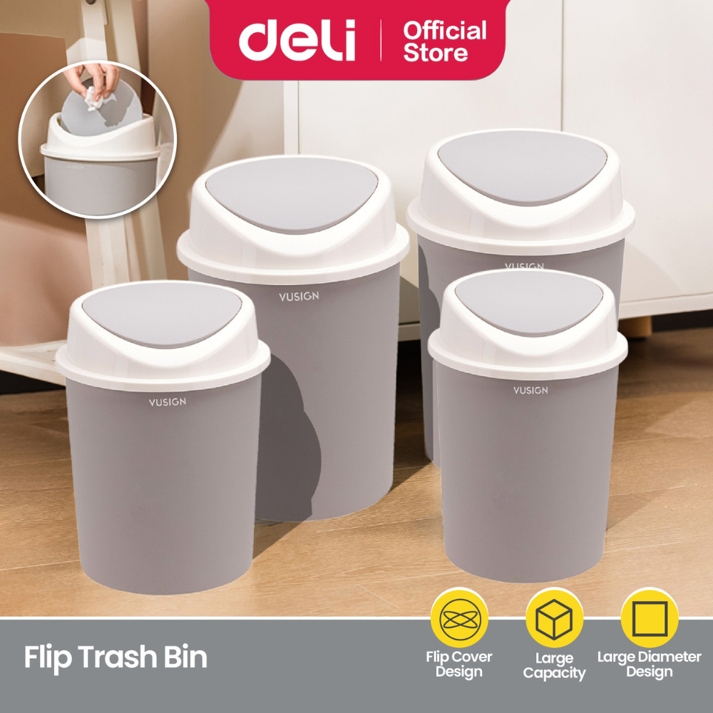 Deli Vusign Swing Top Dustbin Rubbish Bin Flip Top Trash Can Recycle ...