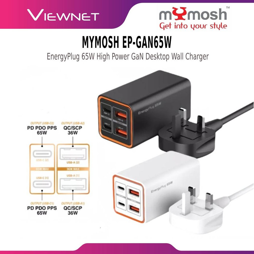 MYMOSH ENERGYPLUG 65W HIGH POWER GAN DESKTOP WALL CHARGER WITH QC5.0 ...