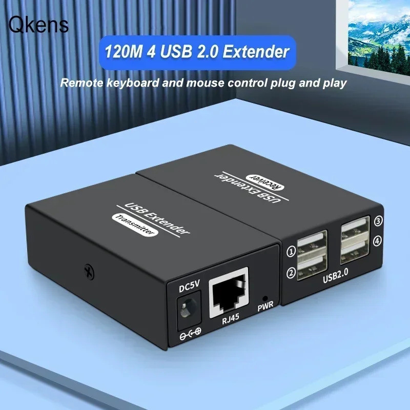120M 4 Ports USB2.0 Extender Over Ethernet RJ45 Cat6 Cable Converter ...