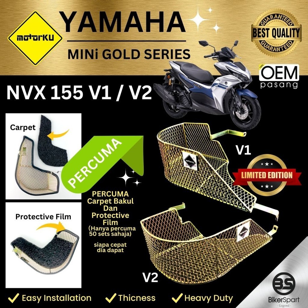 Bakul NVX 155 V1 V2 Sisi Tepi Jaring Besi Kecil EDISI TERHAD GOLD ...