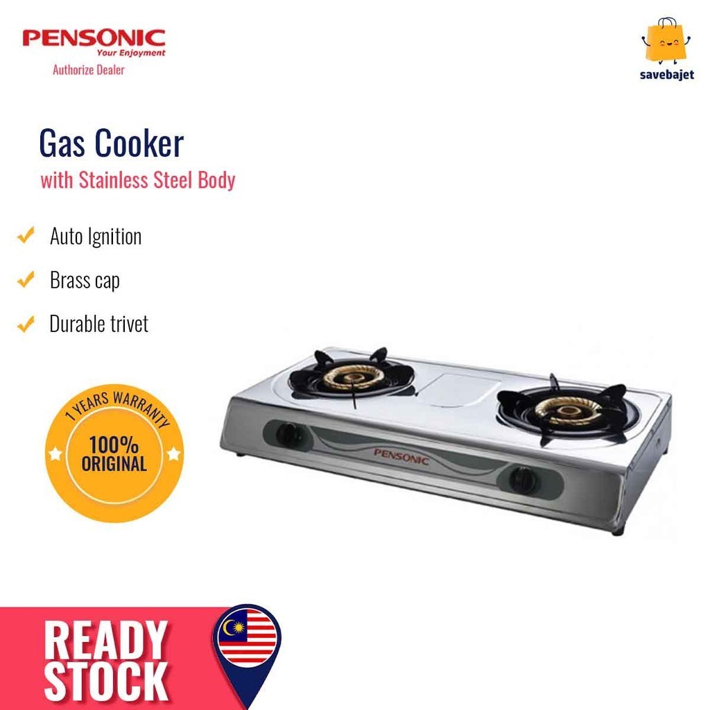 PENSONIC Double Burner Stainless Steel Gas Stove PGC-55S | Shopee Malaysia