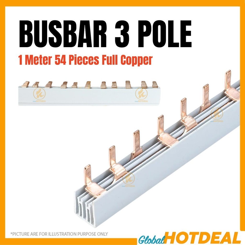 (3 POLE )THREE Phase 54 Pieces Full Copper Busbar MCB Bar PVC Insulated ...
